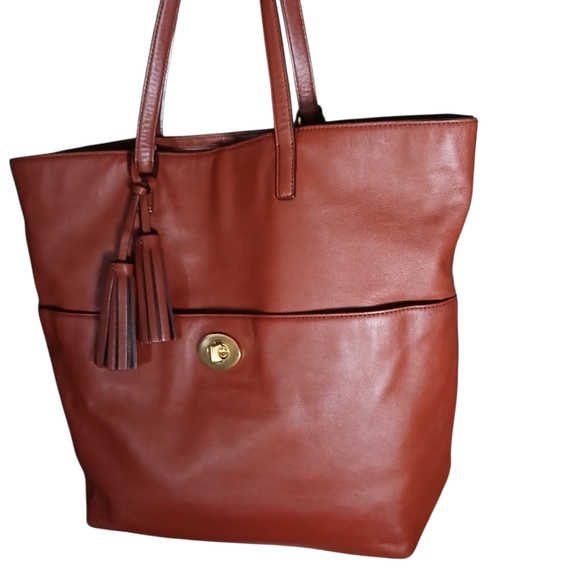 Coach Bags Coach Rich Brown Leather Legacy Turnlock Tote Bag Poshmark
